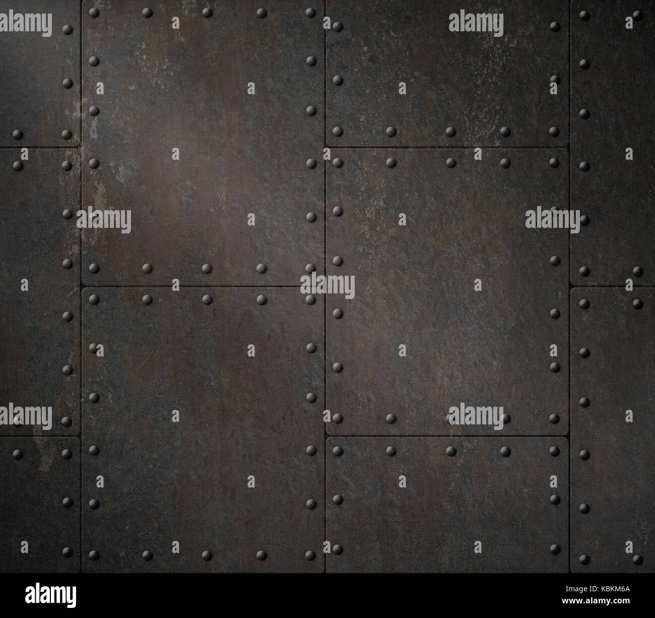 dark rusty armour background with rivets 3d illustration Stock Photo ...