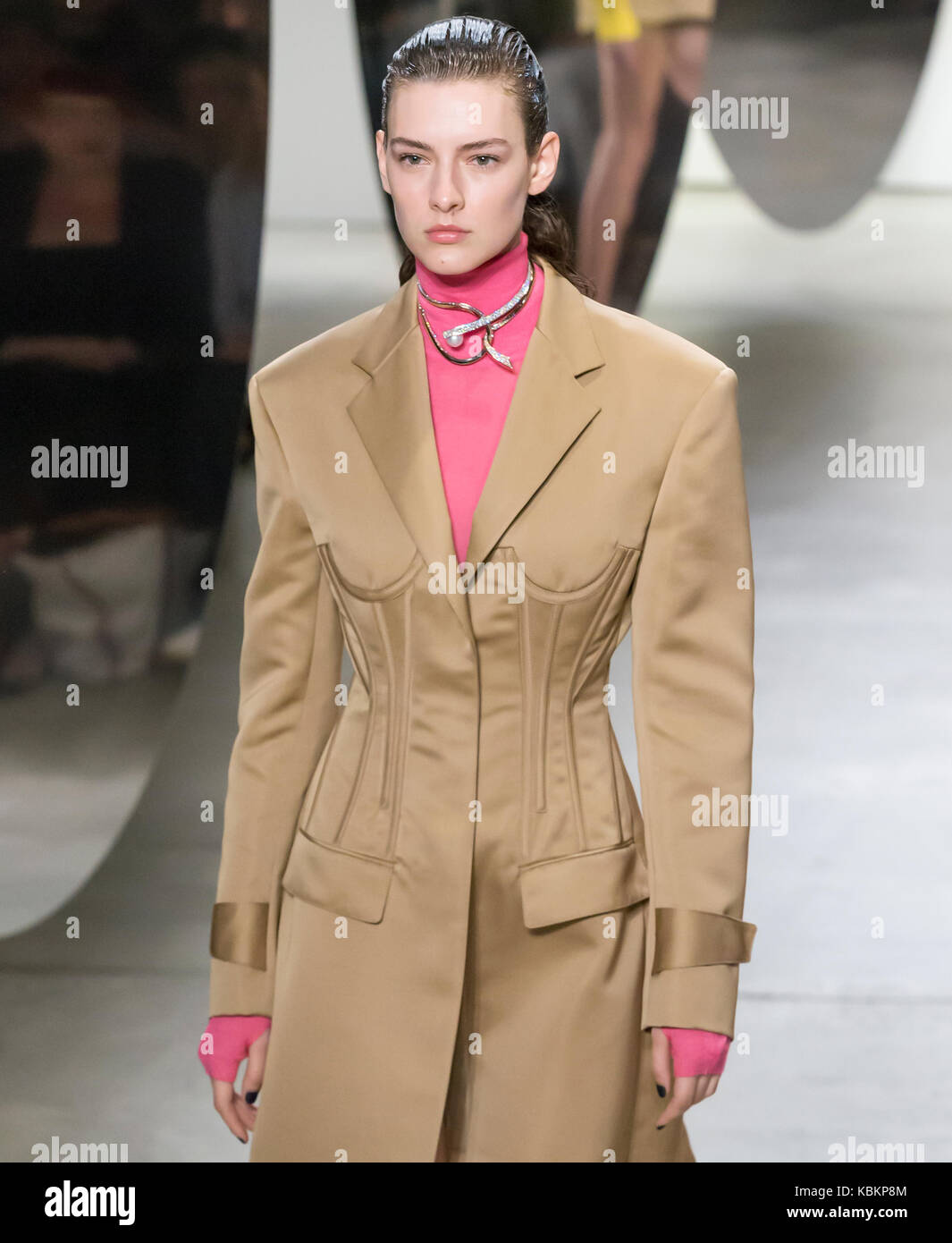 NEW YORK, NY - September 10, 2017: Marie Damian walks the runway at the ...