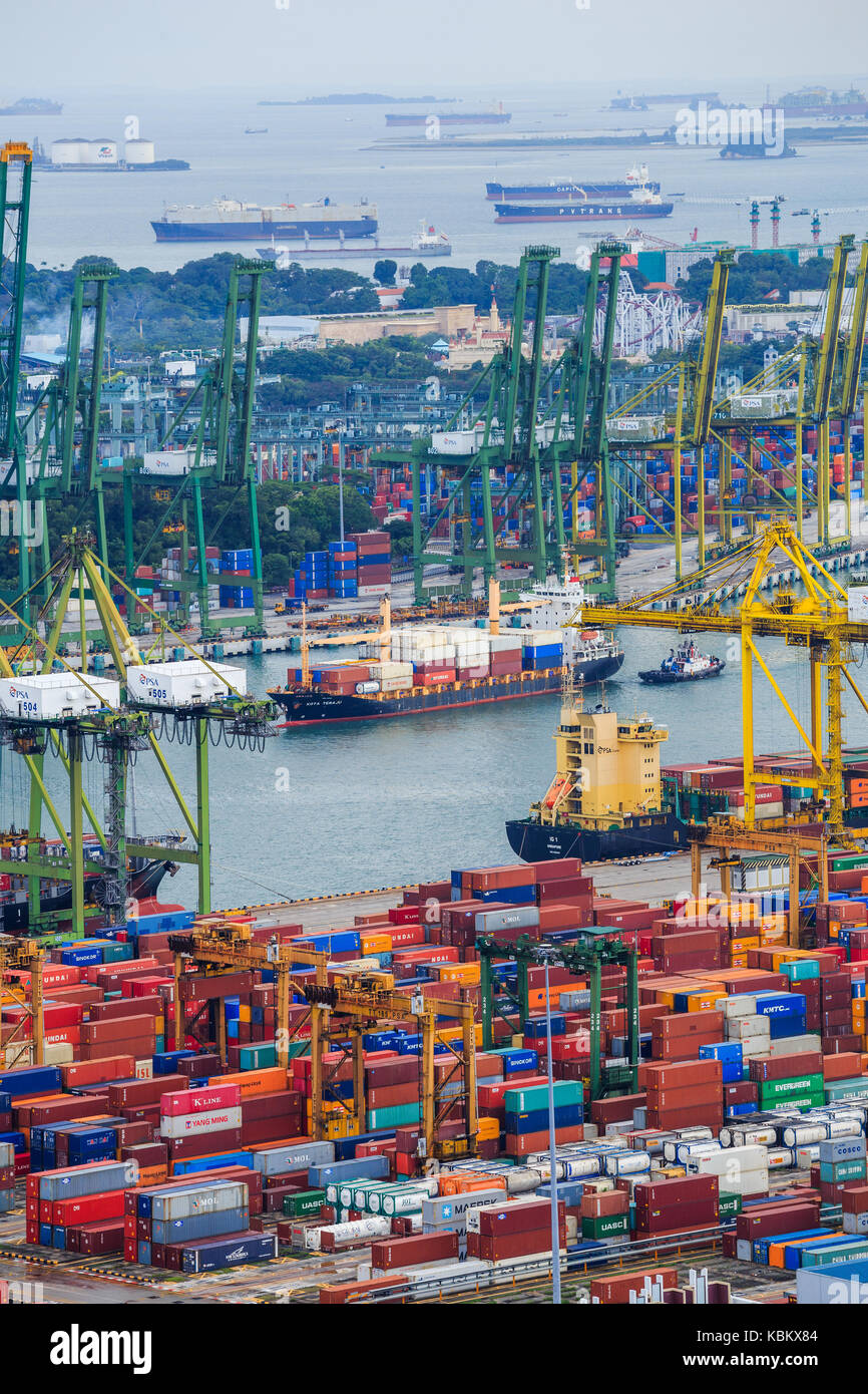SINGAPORE - AUG 20, 2017: Commercial port of Singapore, It is one of ...