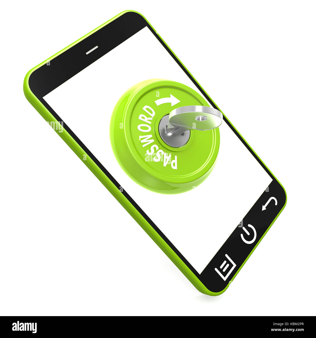 Green password key on smartphone image with hi-res rendered artwork ...