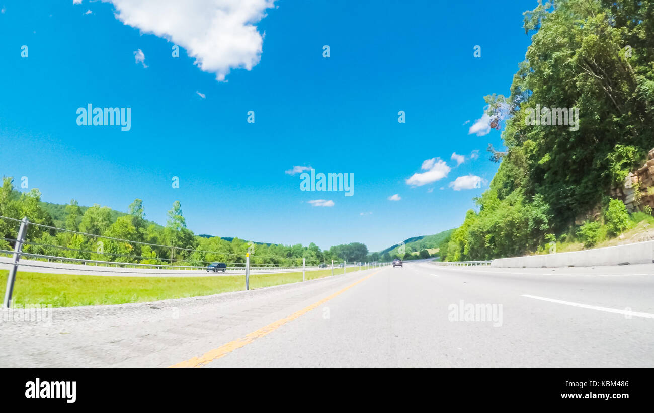 POV point of view - Driving East on Interstate Highway 40 through ...