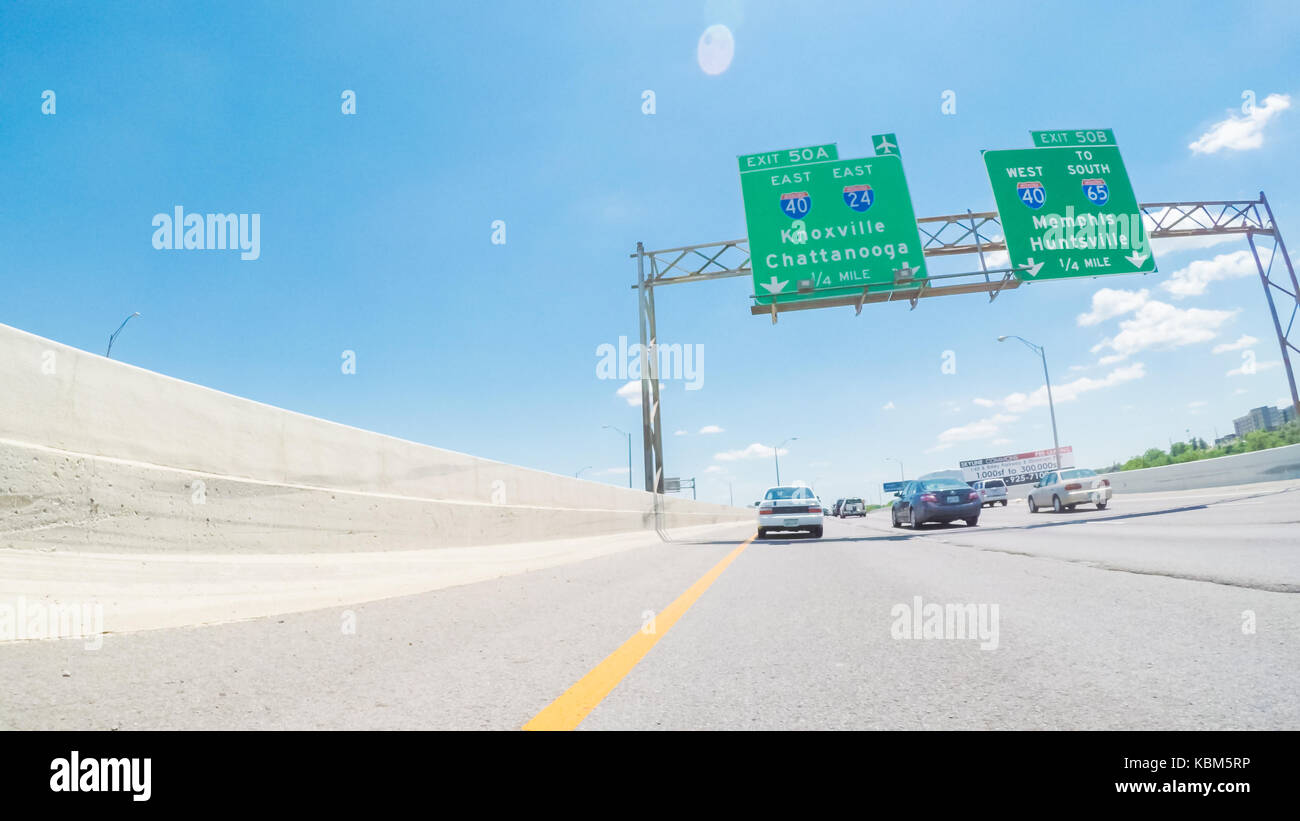 POV point of view - Driving East on Interstate Highway 40 on cross ...