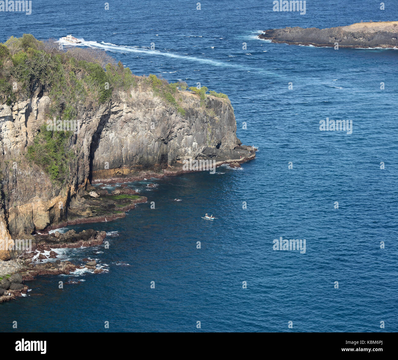 The look down from the cliff to the bottom of the ocean on the East of ...