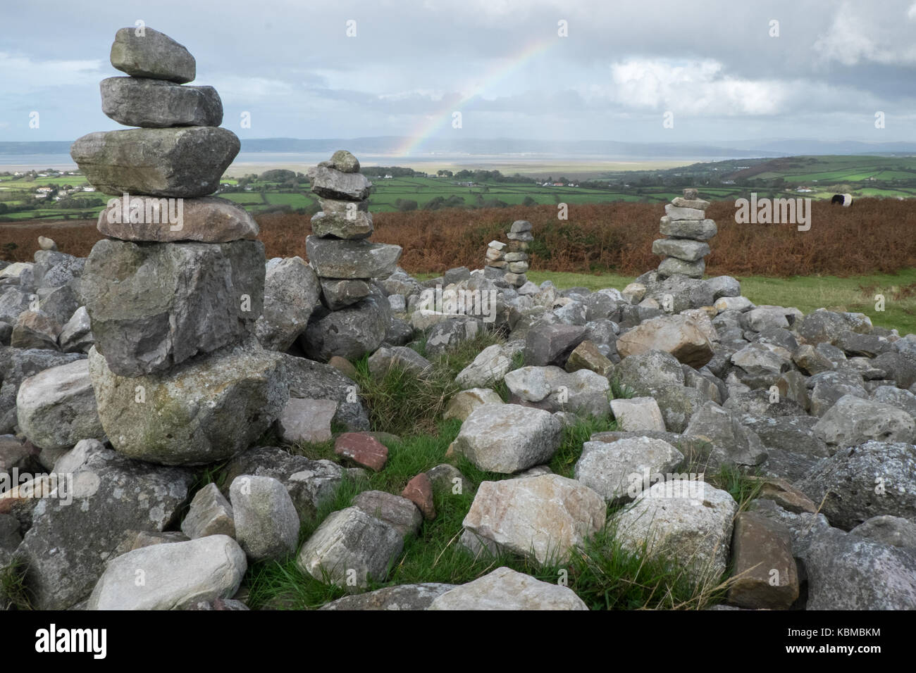 modern,recent,Stone,rock,balancing,near,Arthur's Stone,Gower,Gower ...