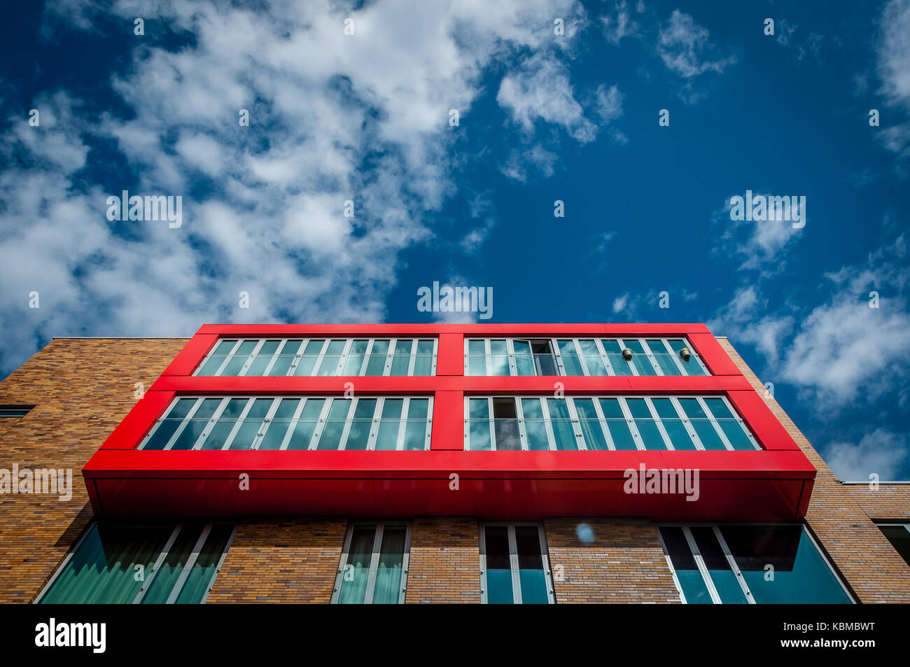 Building with a red box Stock Photo - Alamy
