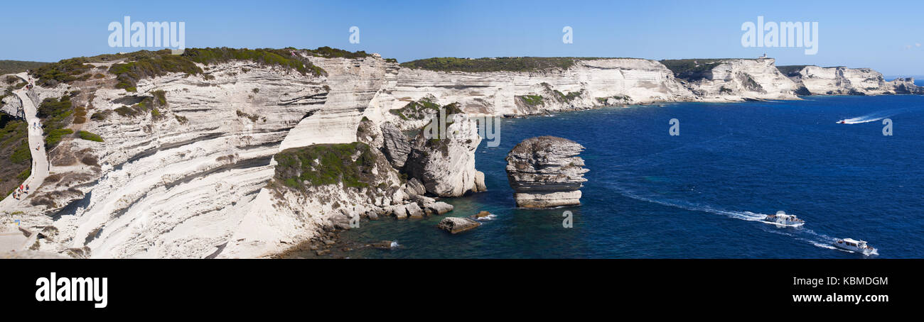 White limestone cliffs of Bonifacio at the southern tip of the island ...