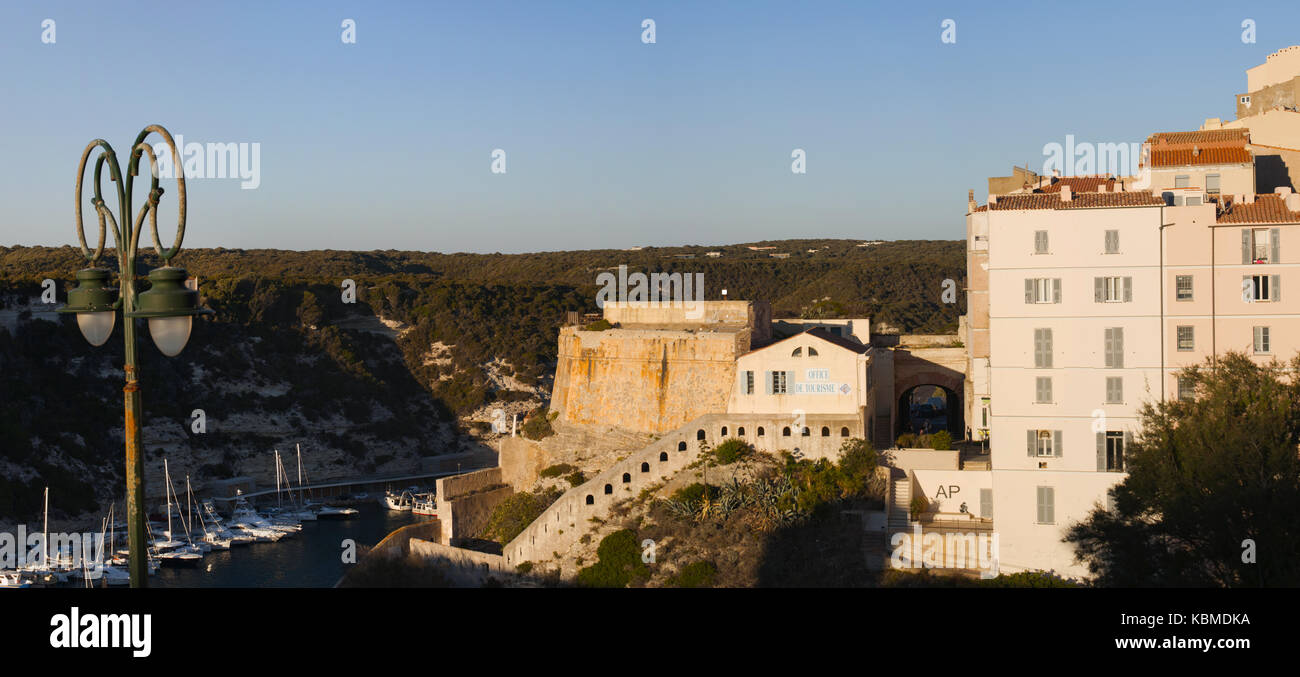 Skyline of the old town of Bonifacio, city at the southern tip of the ...