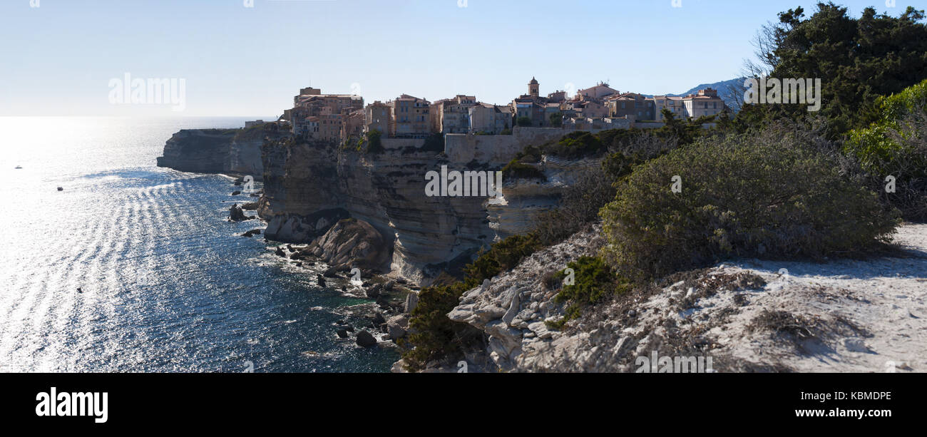 Skyline of the old town of Bonifacio, city at the southern tip of the ...