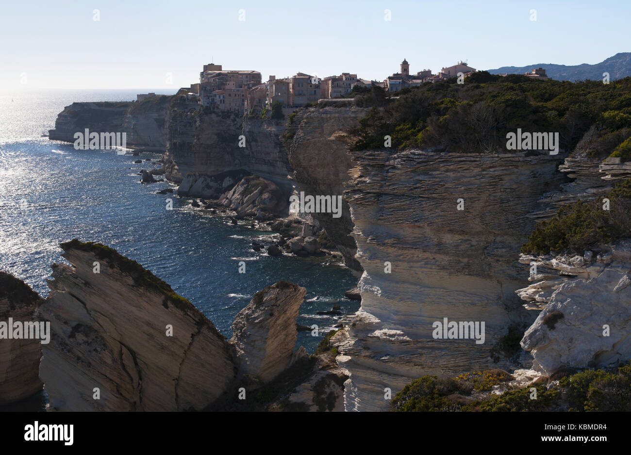 Skyline of the old town of Bonifacio, city at the southern tip of the ...