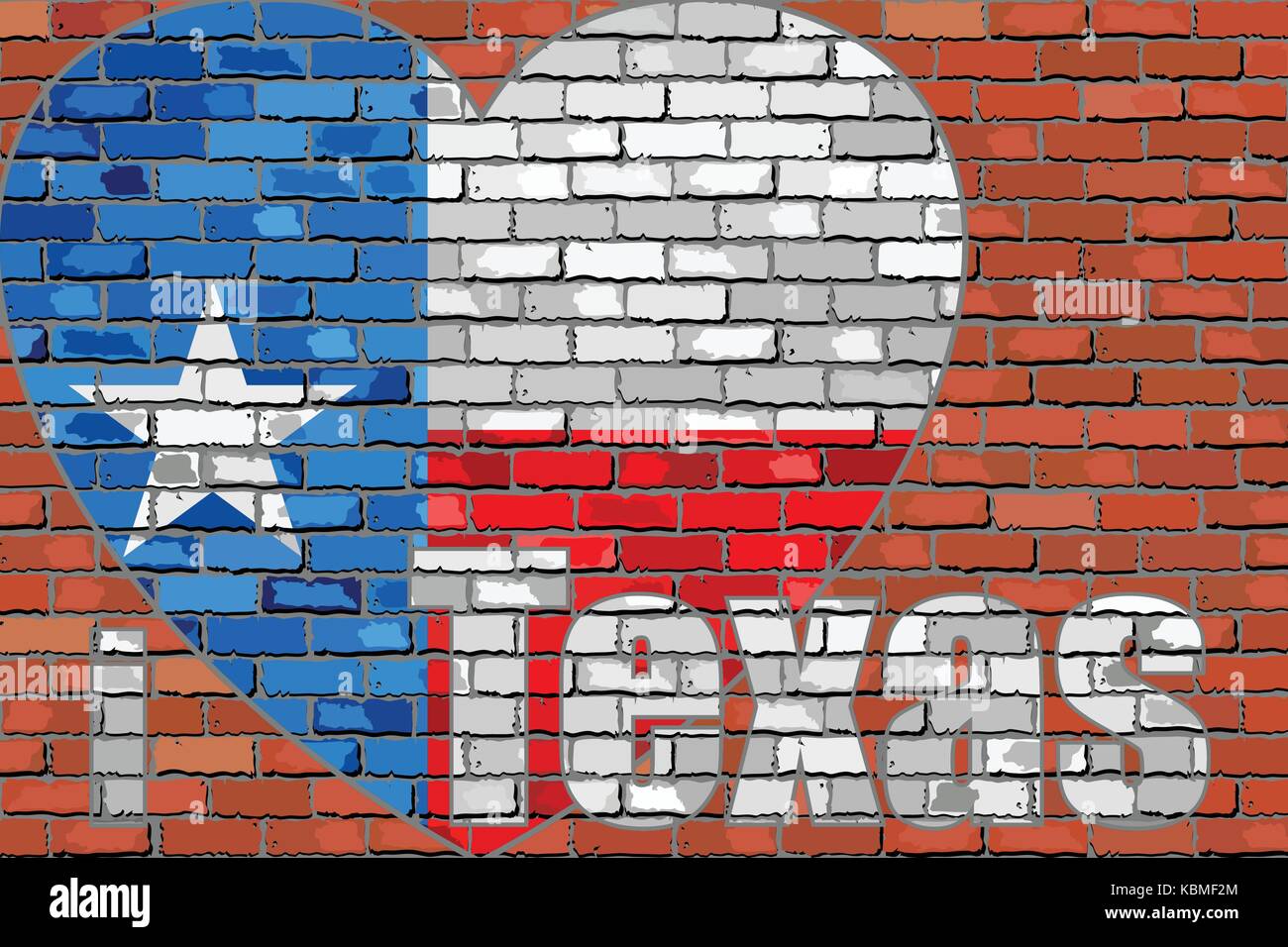 'I love Texas' message on a brick wall - Illustration, Flag of Texas on ...