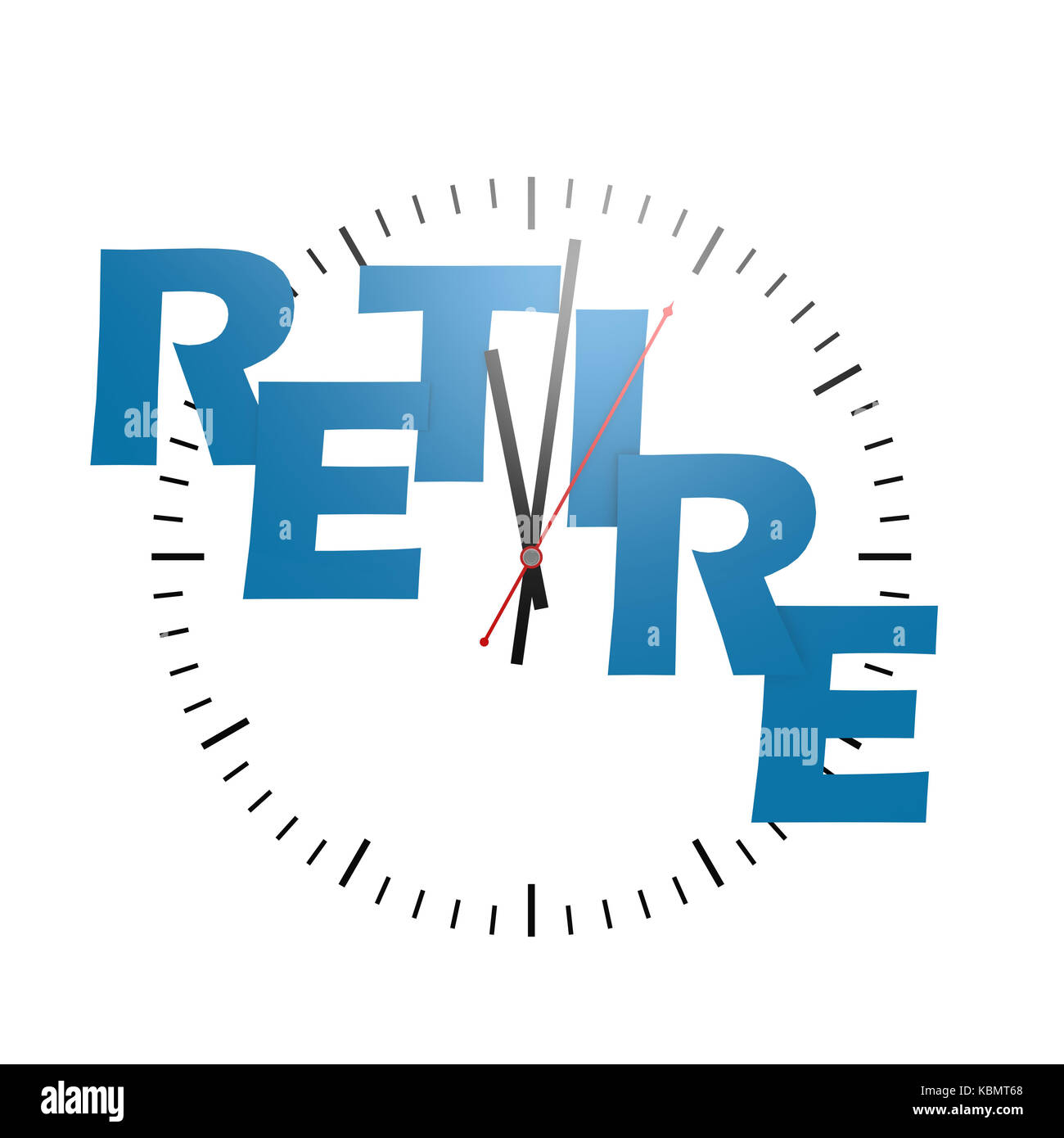 Retire word with clock image with hi-res rendered artwork that could be ...