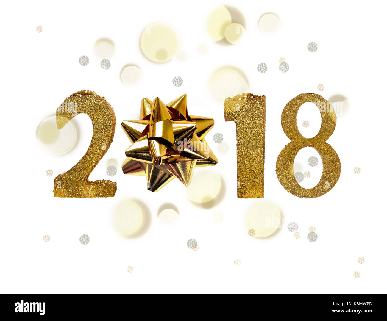 2018 golden figures with a ribbon in the shape of star Stock Photo - Alamy