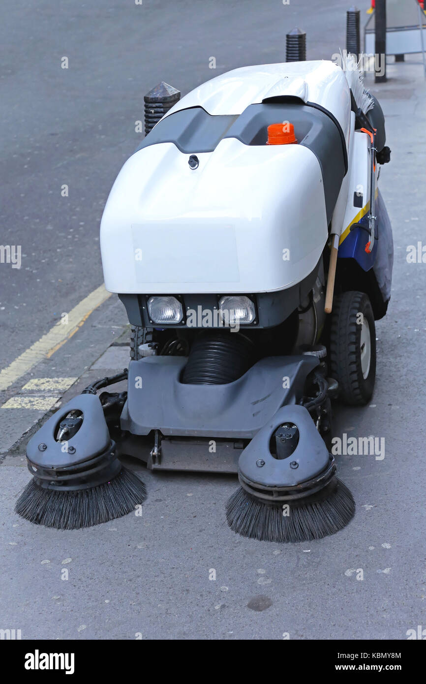 Front view of street sweeper cleaning vehicle Stock Photo - Alamy