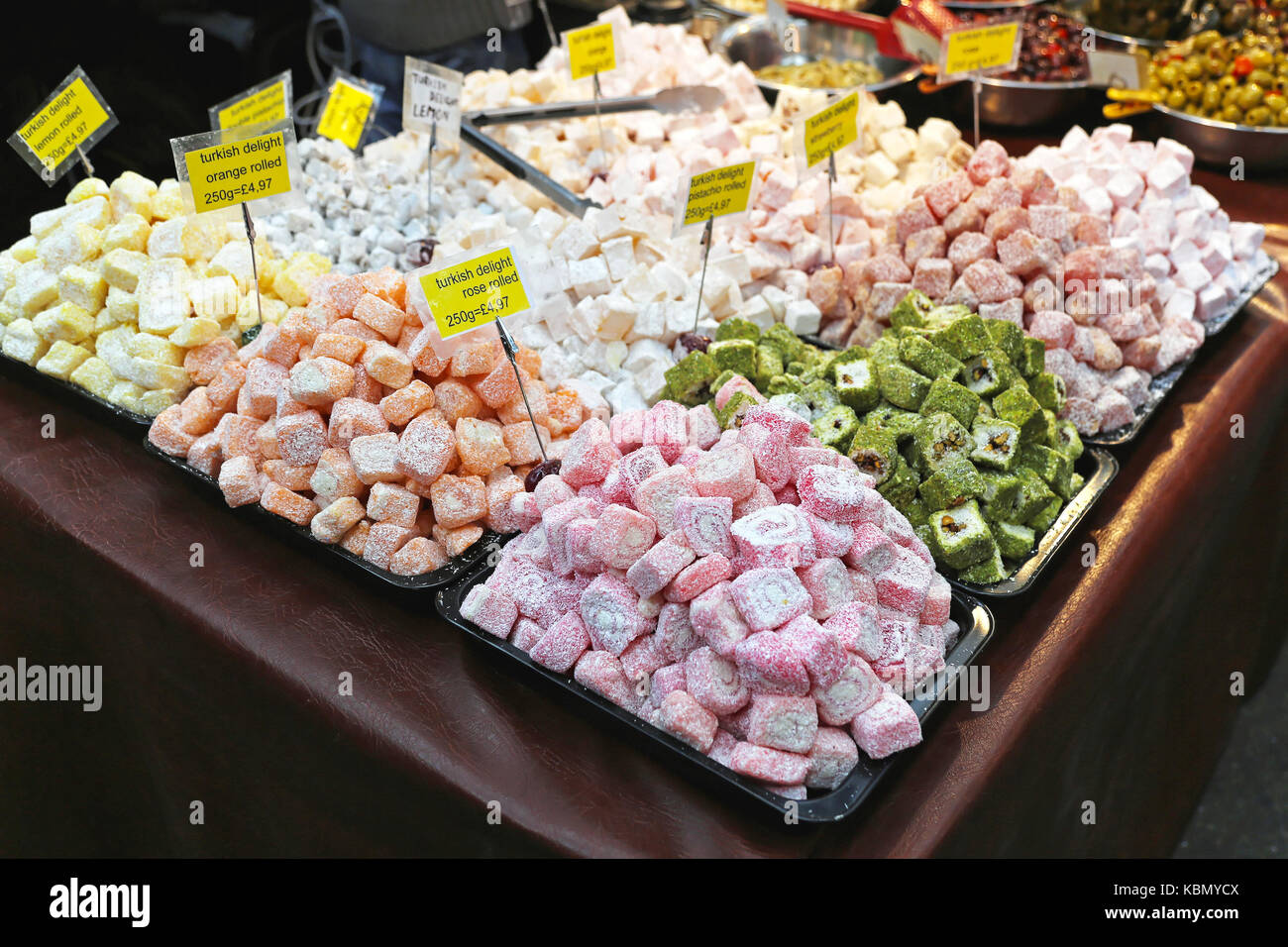 Pile of traditional Turkish delight Lokum dessert Stock Photo - Alamy