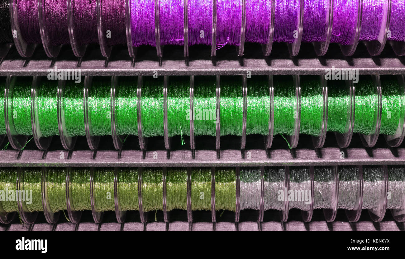 many lanyard rolls of many colors on sale in the hobby and tailor shop ...