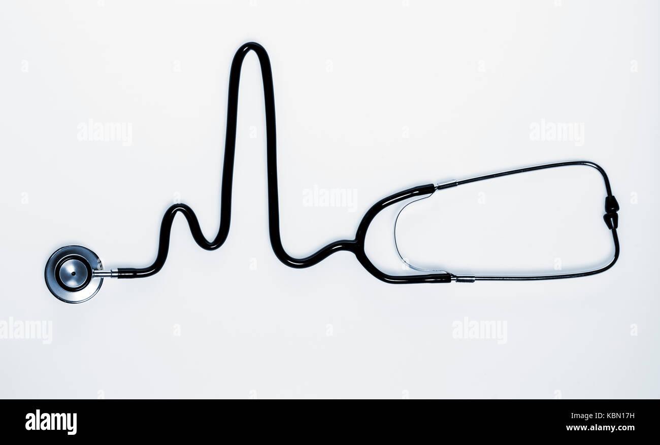 Stethoscope in the shape of heart beat isolated on a white background ...