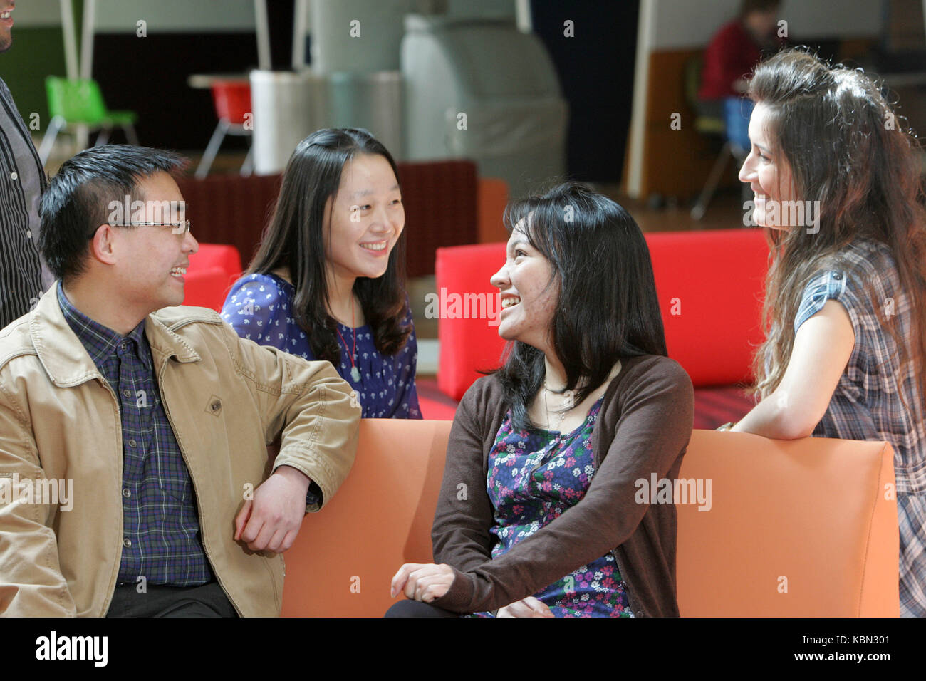 International students socialising together on campus Stock Photo - Alamy