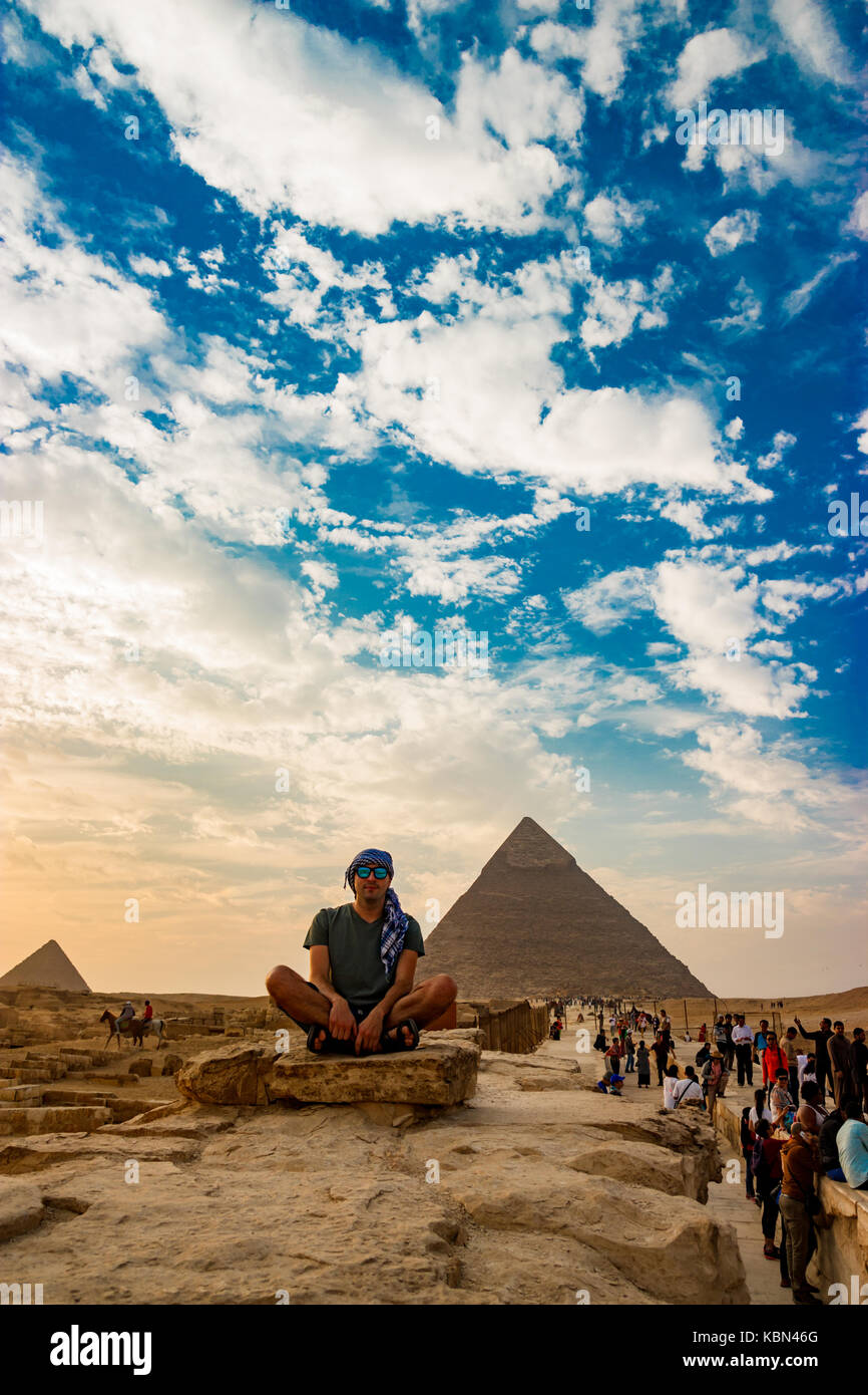 Meditation near the pyramids in Cairo, Egypt Stock Photo - Alamy