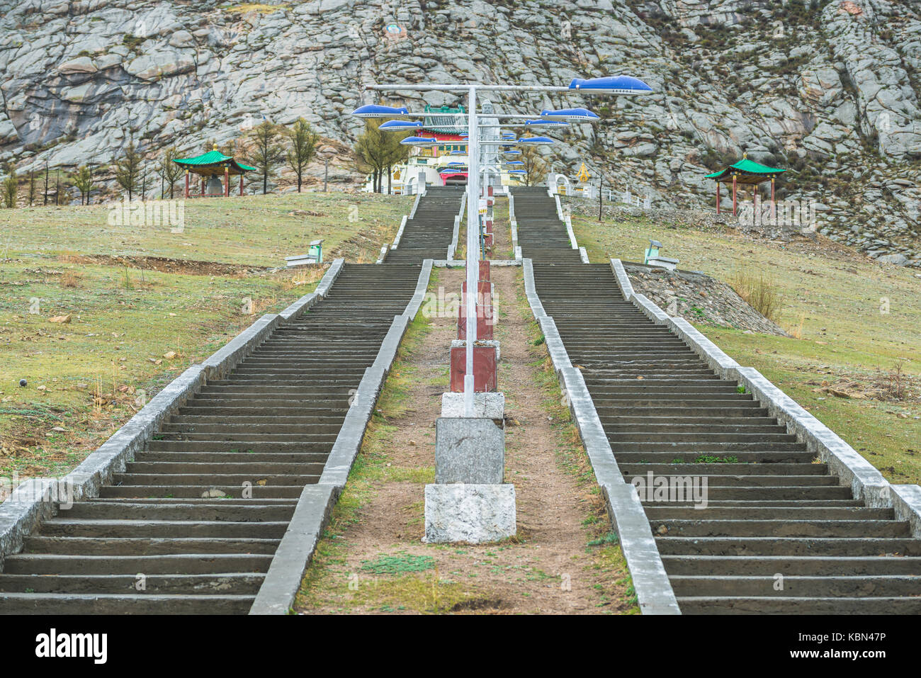 long steps leading to Buddha statue and temple Stock Photo - Alamy