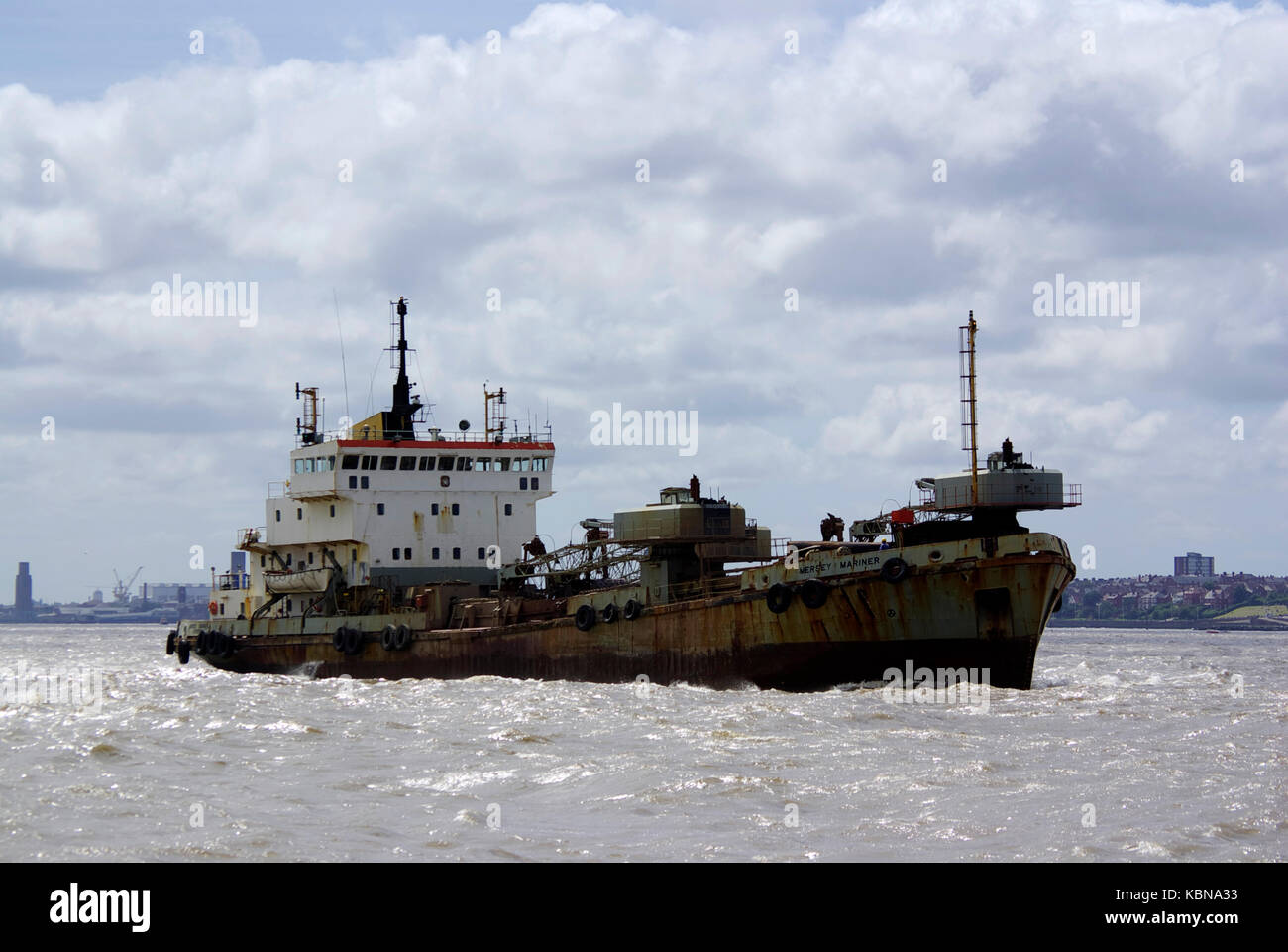 Dredger on river Mersey Stock Photo - Alamy