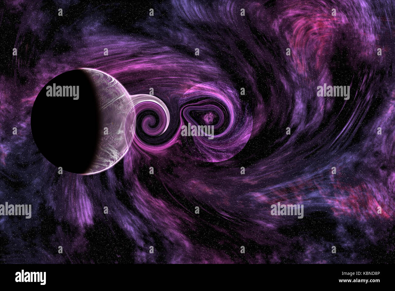 A Rogue Planet Being Pulled Into A Black Hole Stock Photo - Alamy