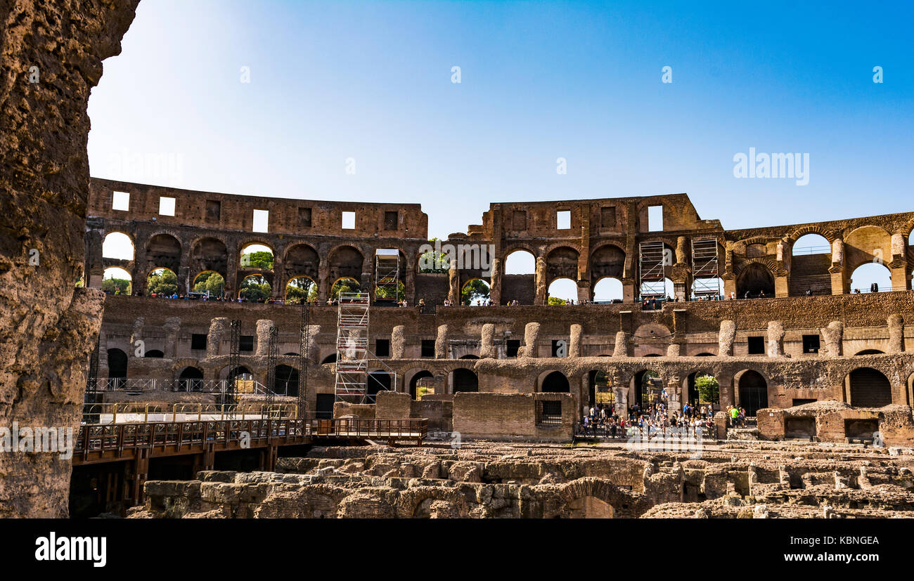 Rome, Italy - August 31, 2017 - Interior of the Colosseum, Rome. Also ...