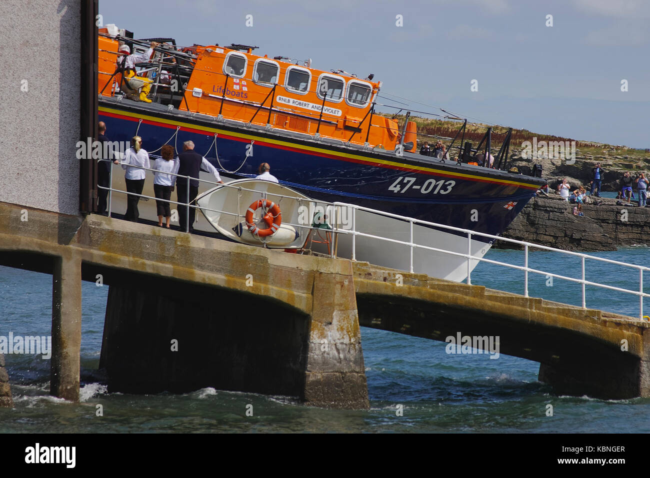 Moelfre Lifeboat 47-013, Tyne Class, Robert and Violet Stock Photo - Alamy