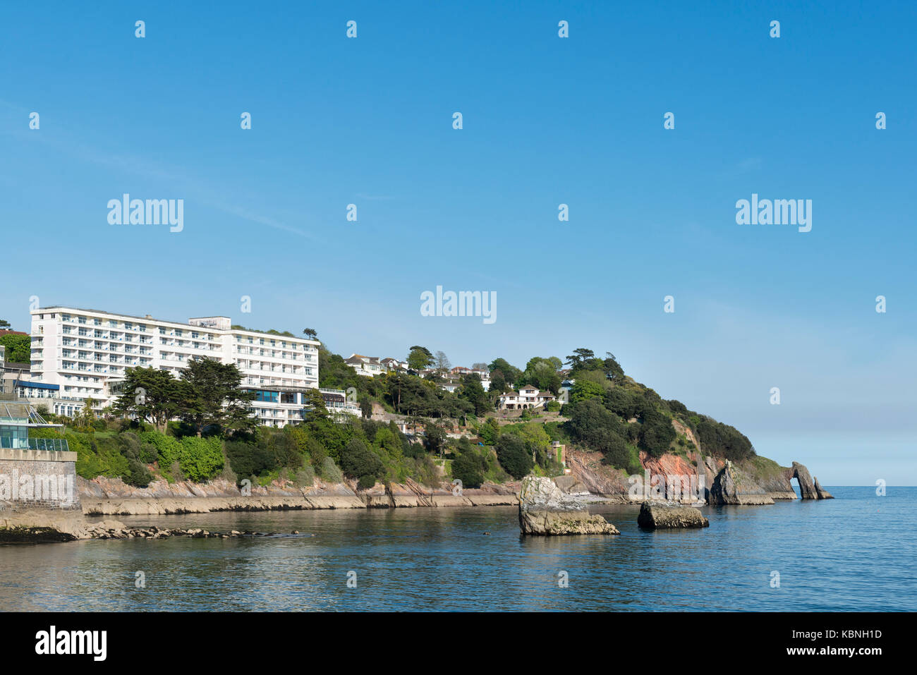 The Imperial Hotel, Torquay, Devon, UK overlooking Tor Bay with clear ...