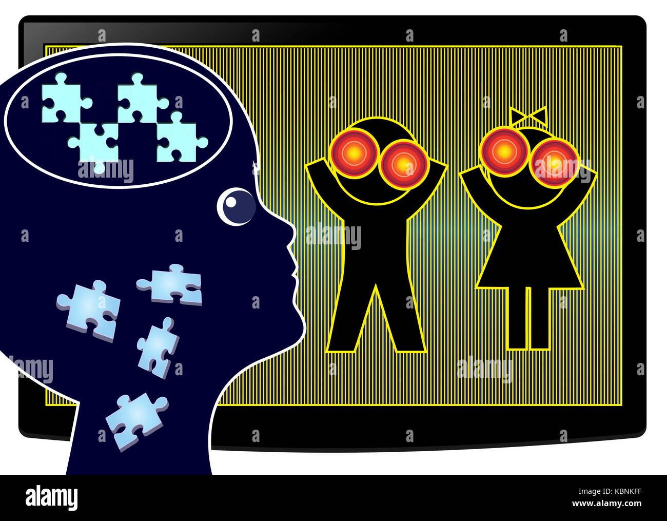 Too much screen time is harmful for kids causing mental disorder Stock ...
