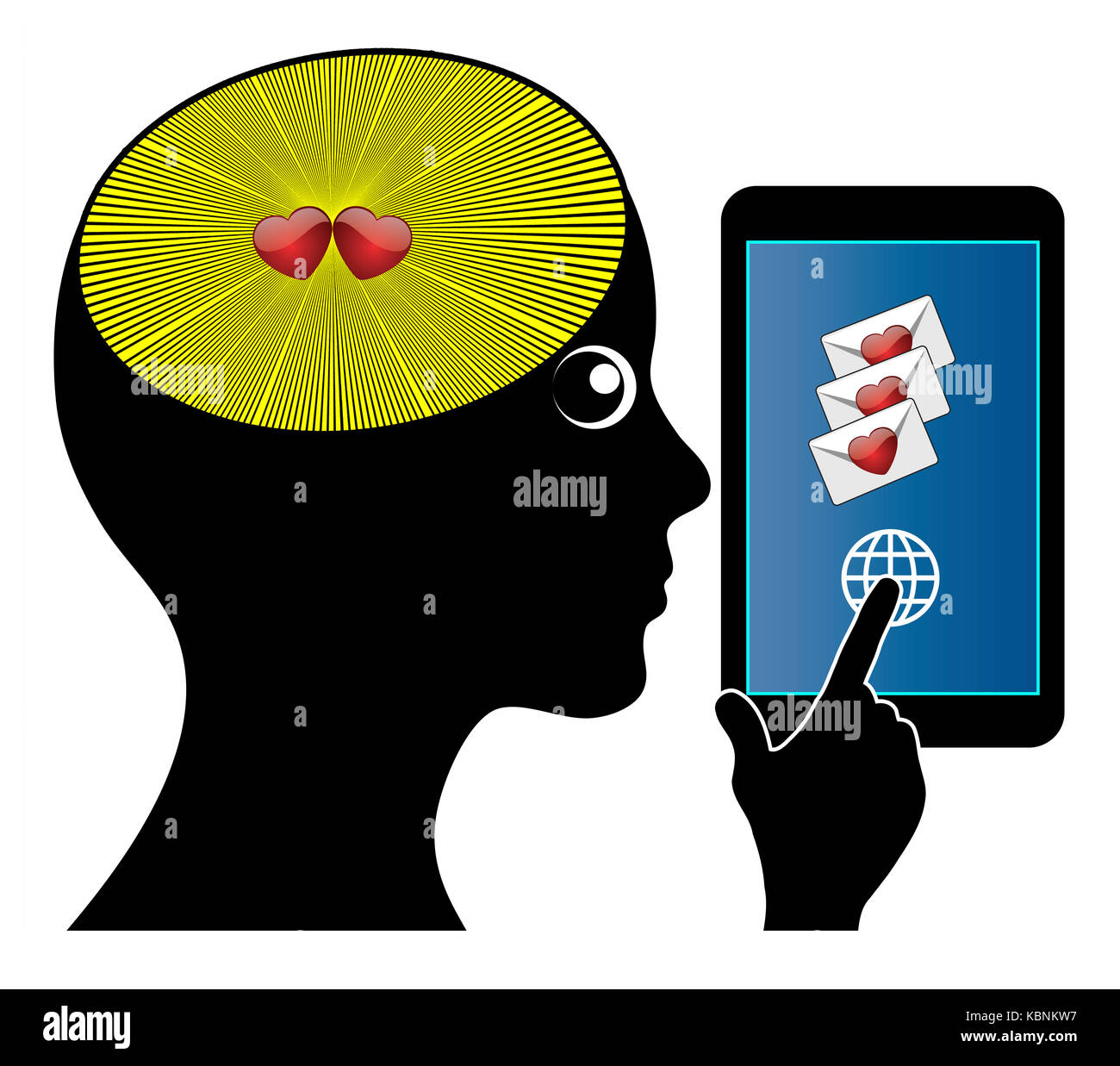 Woman is finding love on the internet with social media Stock Photo - Alamy