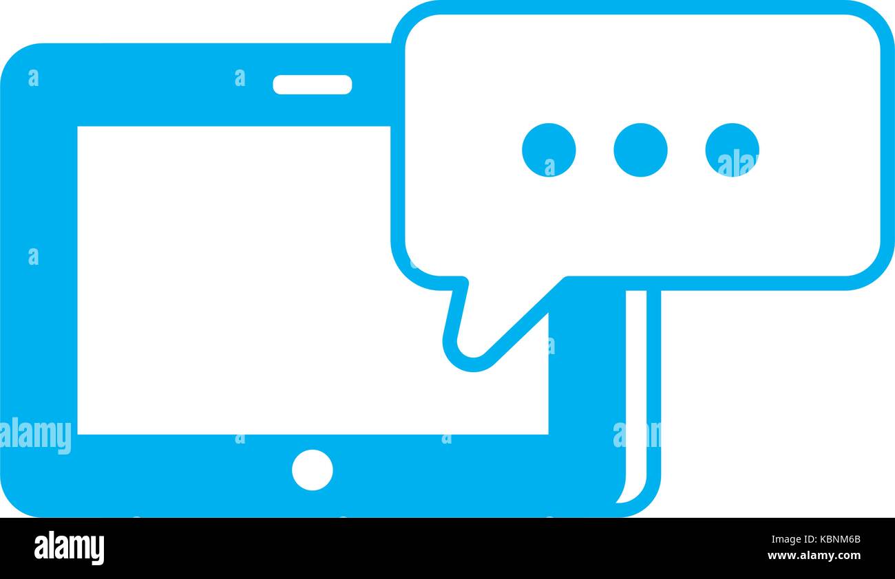 silhouette smartphone technology with chat bubble text Stock Vector ...