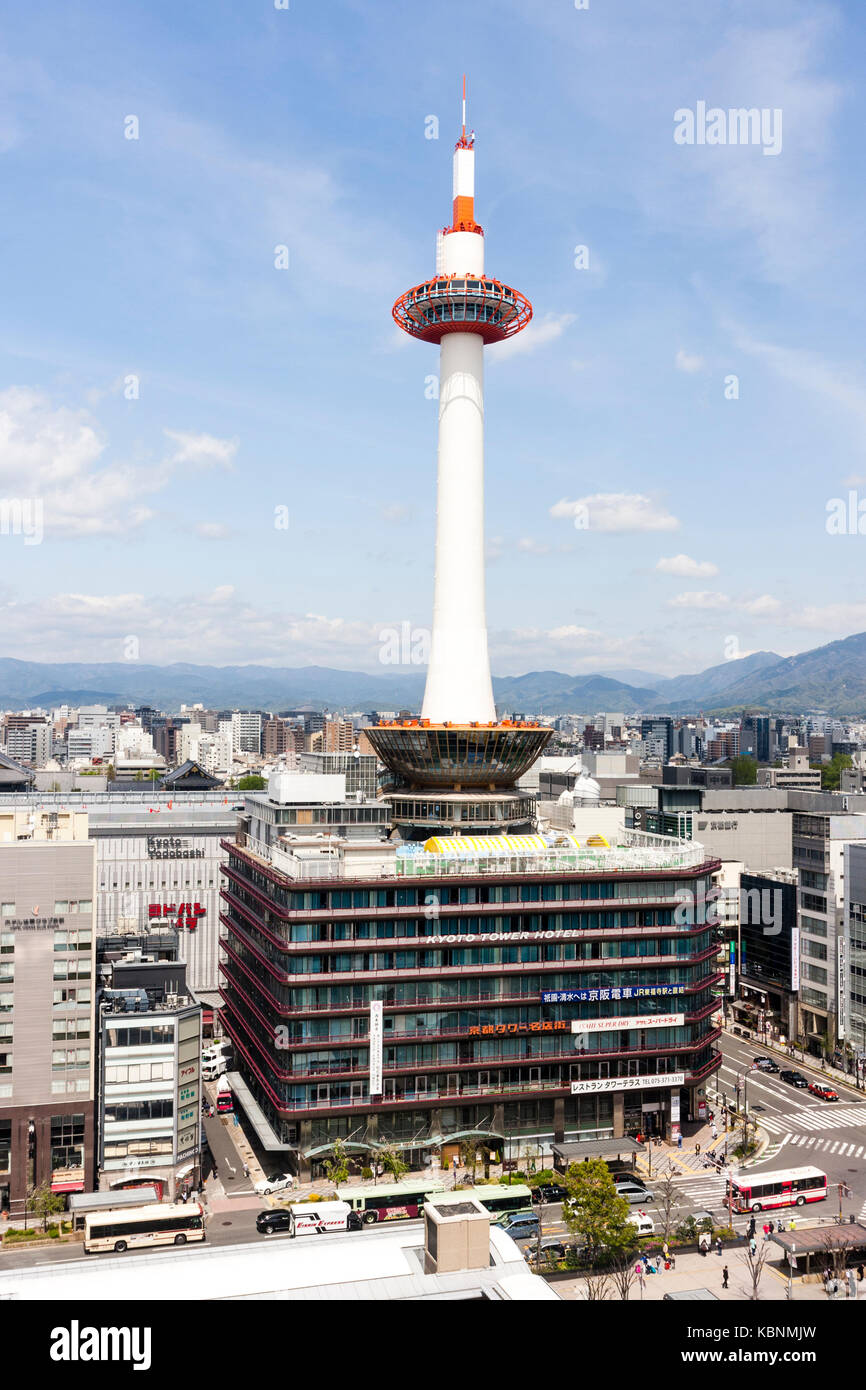 Japan, Kyoto. The iconic Kyoto tower and Kyoto tower hotel with the ...