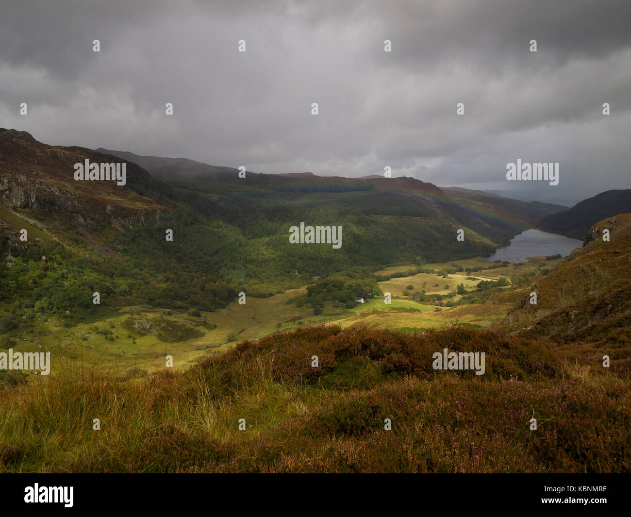 Snowdonia National Park rainbow over valley Stock Photo - Alamy