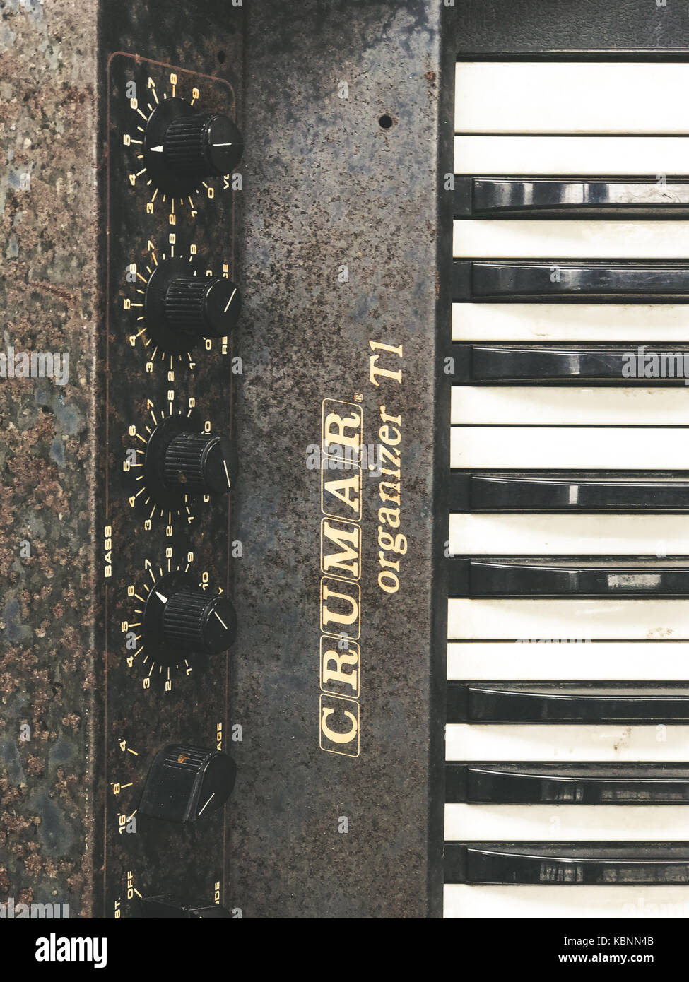 Crumar organoser T1 keyboard. Old retro musical synthesizer, equipment ...
