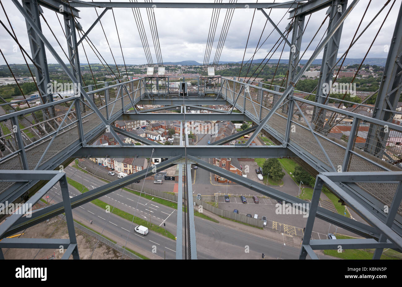 View from western end of upper deck of Newport Transporter Bridge ...