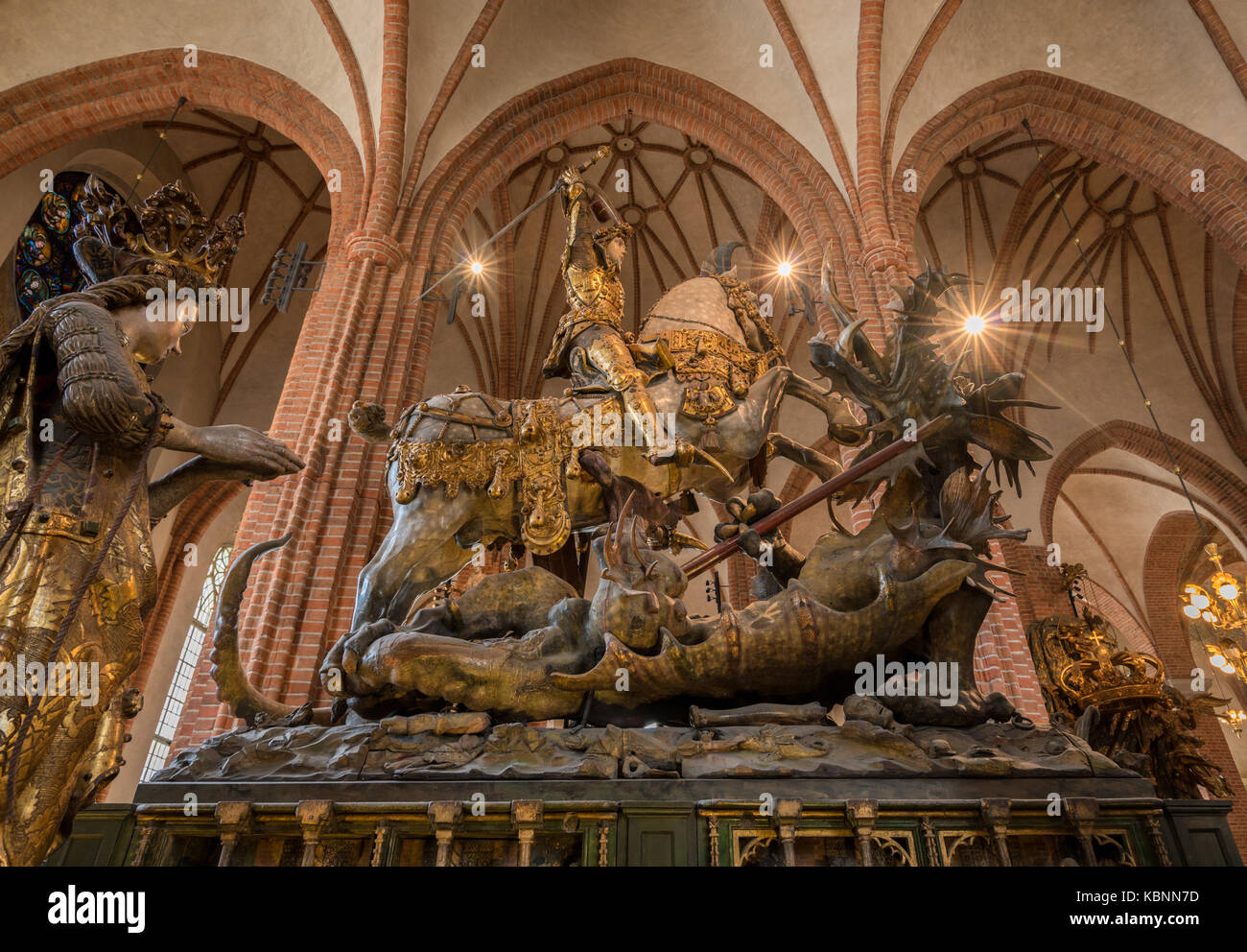 Wooden statue of St George and Dragon in Stockholm Stock Photo - Alamy
