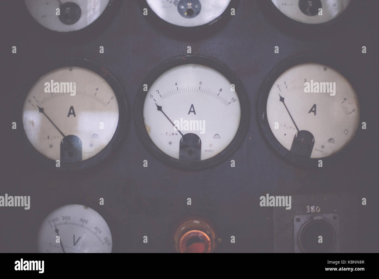 Part of panel ammeter voltmeter dial Stock Photo - Alamy