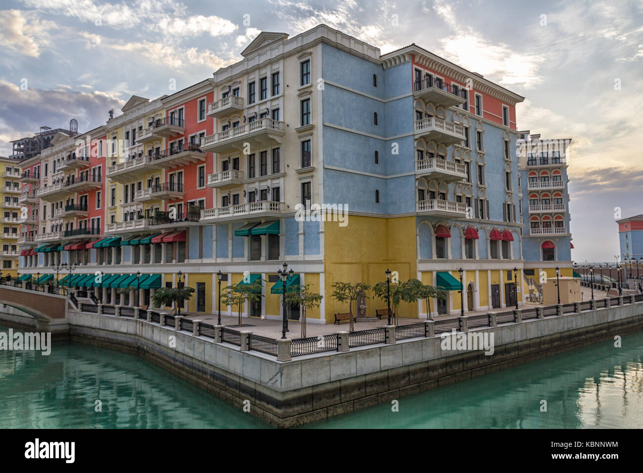 Modern apartment buildings in Qanat Quartier The pearl, Qatar Stock ...