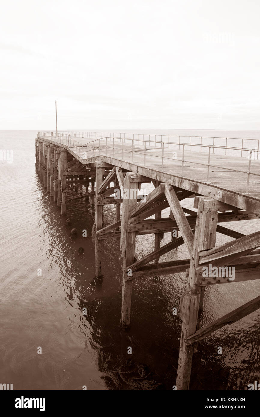 Old Pier at Trefor; Caernarfon; Wales; UK in Black and White Sepia Tone ...