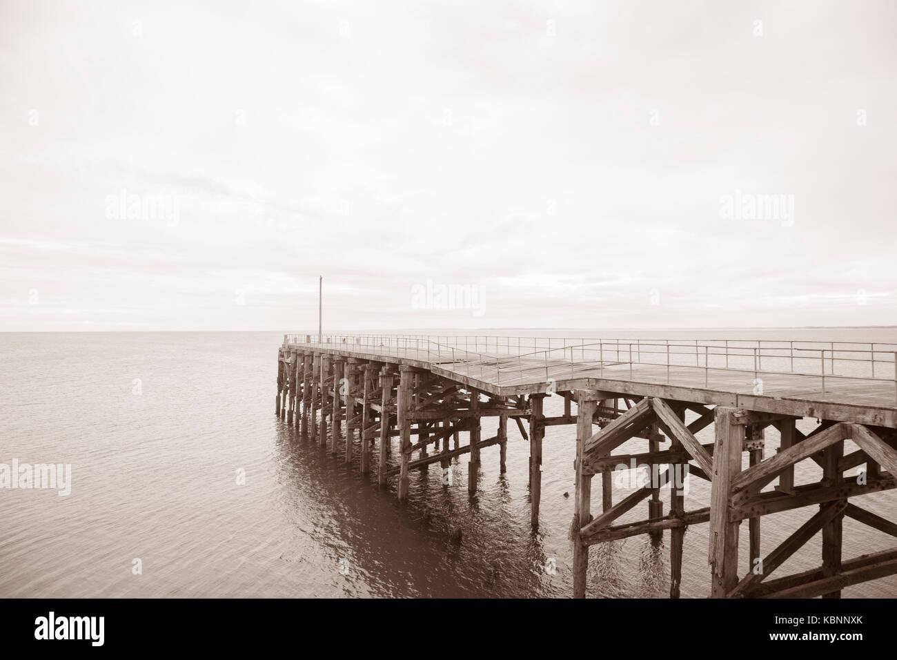 Old Pier at Trefor; Caernarfon; Wales; UK in Black and White Sepia Tone ...