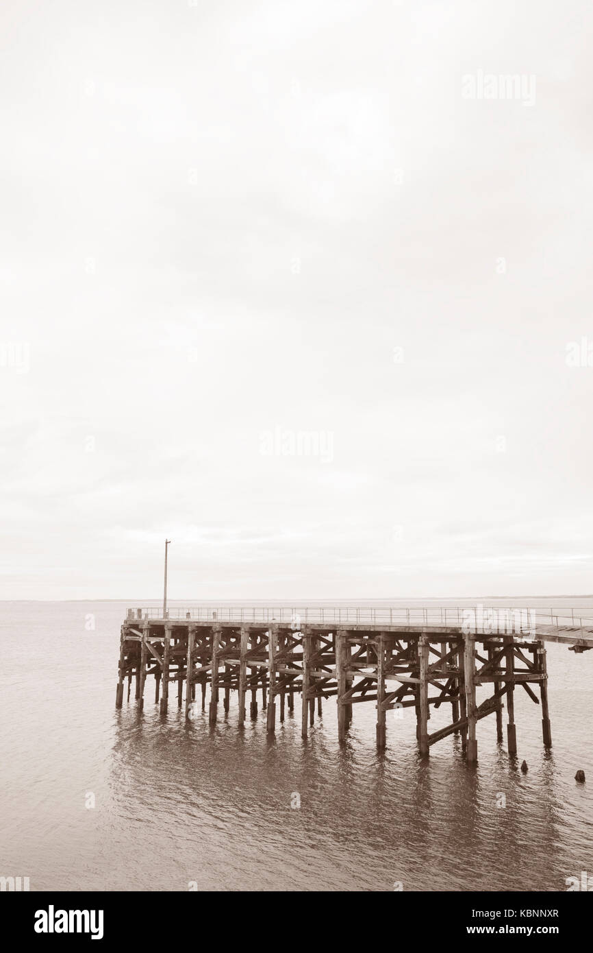 Old Pier at Trefor; Caernarfon; Wales; UK in Black and White Sepia Tone ...