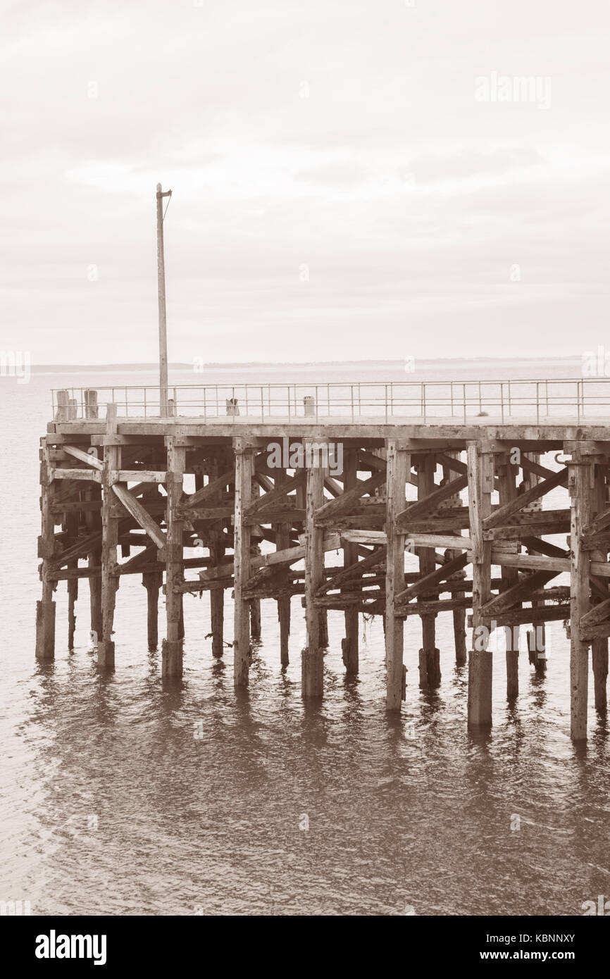 Old Pier at Trefor; Caernarfon; Wales; UK in Black and White Sepia Tone ...