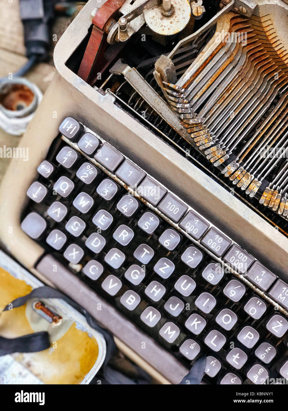 Old retro unnecessary faulty typewriter, professional writer equipment ...