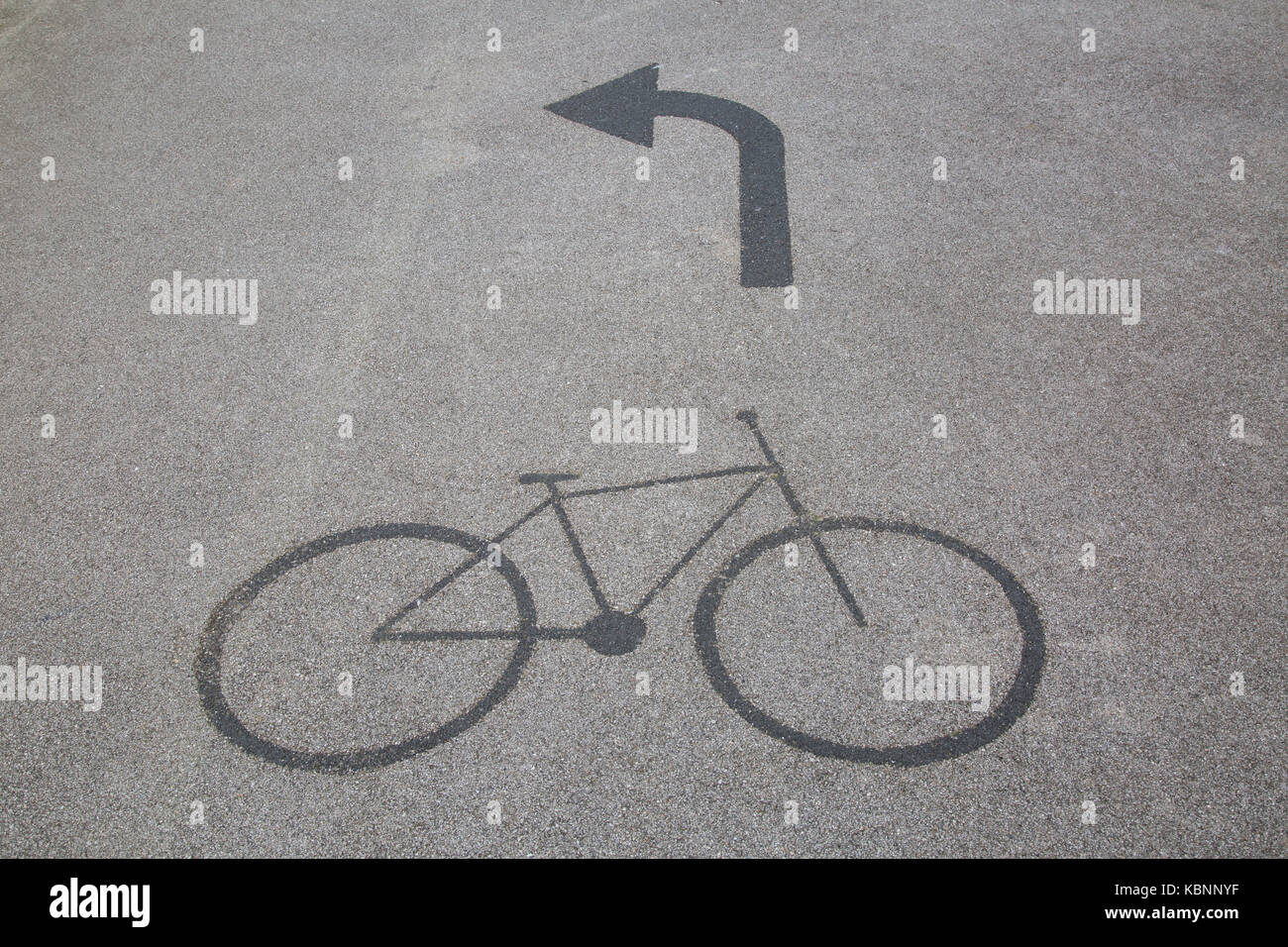Bike Lane Symbol and Arrow Stock Photo - Alamy