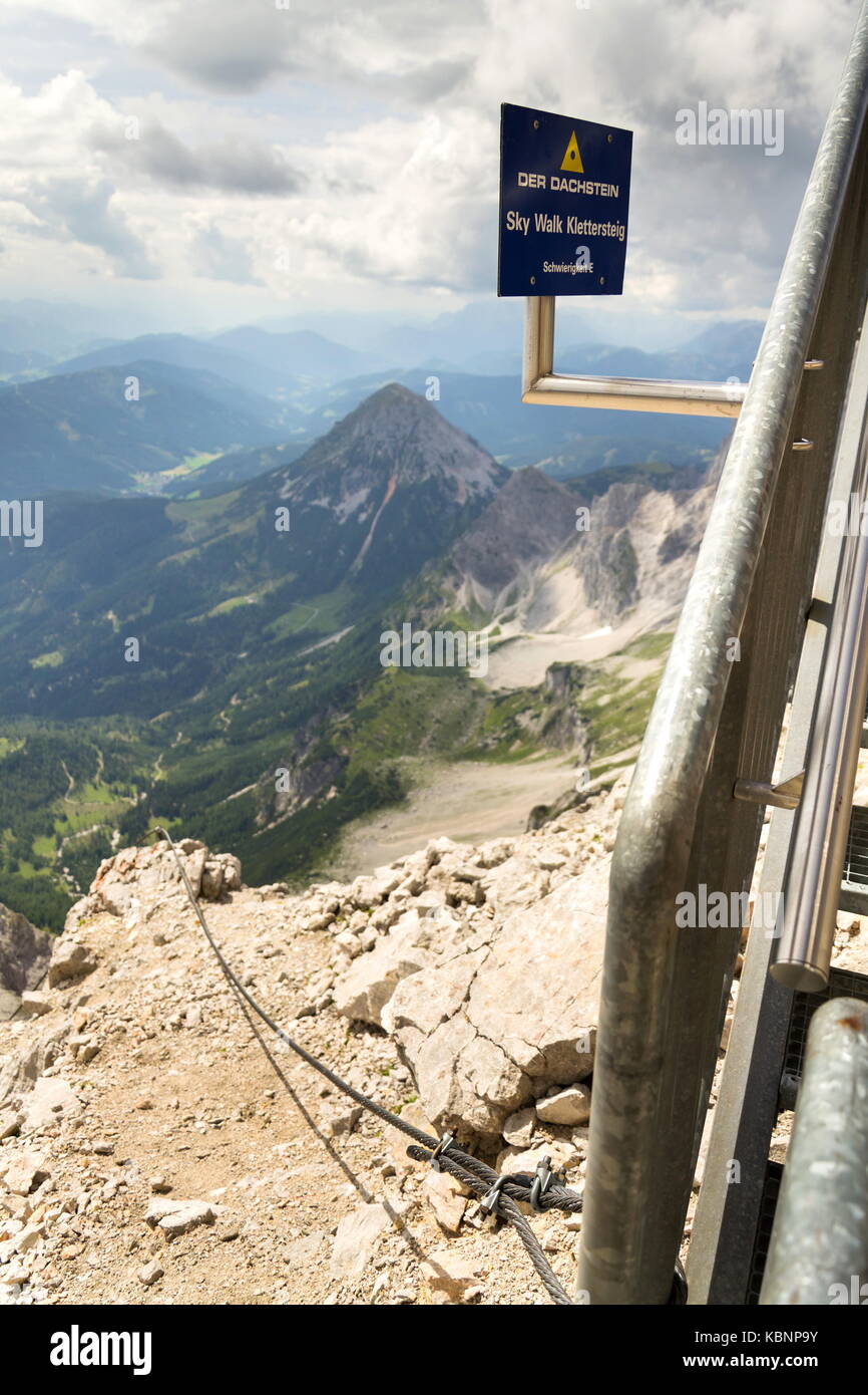 Via ferrata for climbing to Dachstein glacier top, Austrian Alps Stock ...