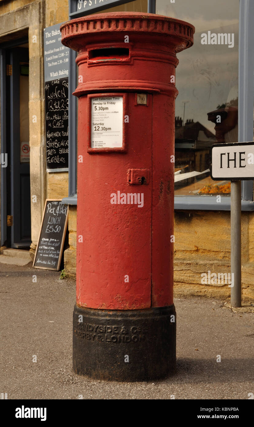 A Victorian post box at The Green, Sherborne, Dorset, The absence of ...