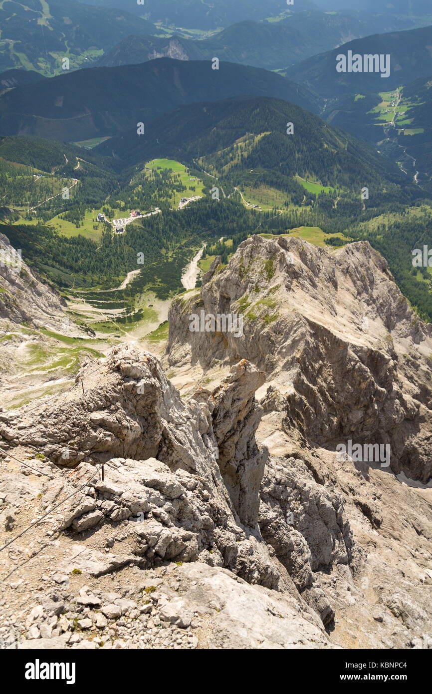 Via ferrata for climbing to Dachstein glacier top, Austrian Alps Stock ...