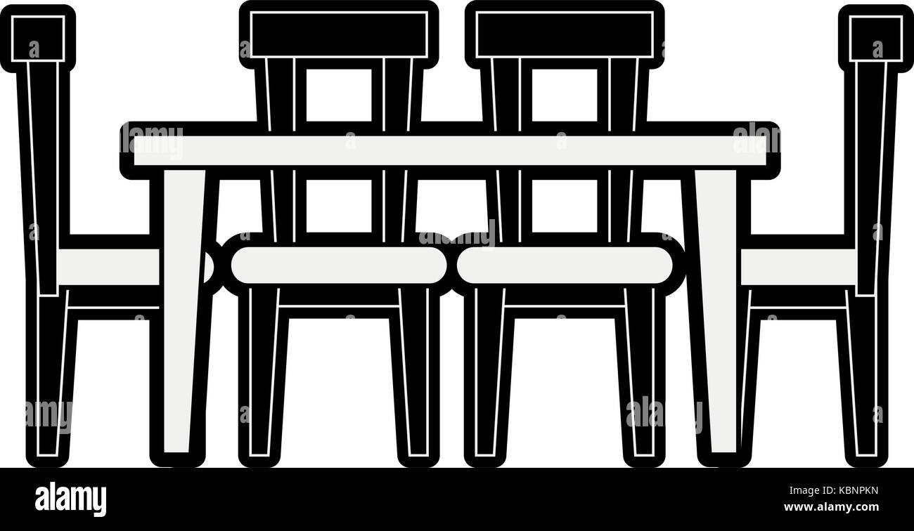 dining table with chairs frontview furniture icon image Stock Vector ...