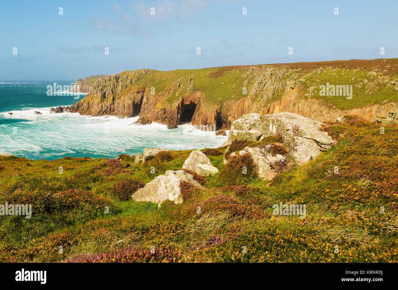 Rough seas off Pendower Cove in West Cornwall Stock Photo - Alamy