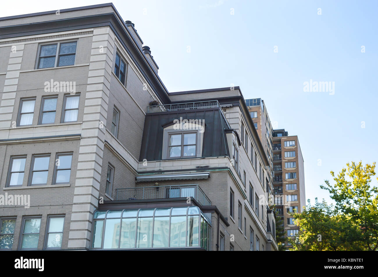 Modern condo buildings with huge windows in Montreal, Canada Stock ...